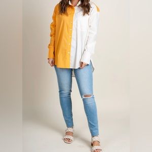 Tops | Dreamsicle Color Block Button Down | Poshmark